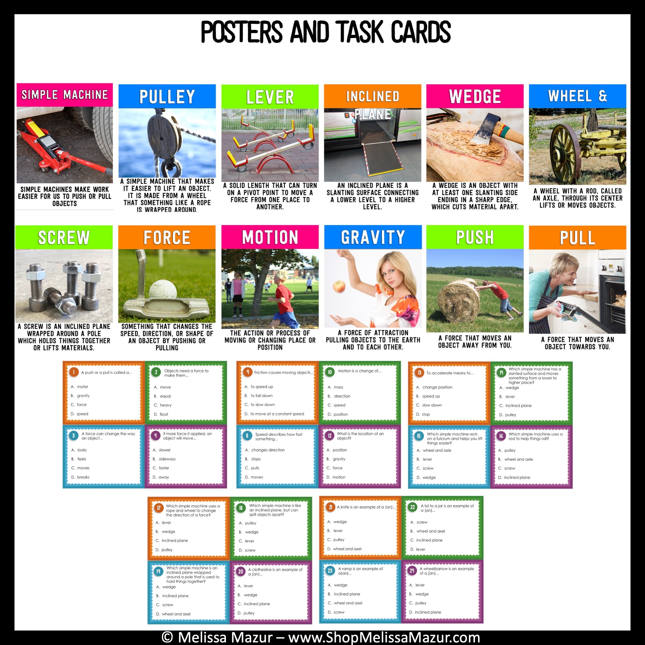 Force and Motion Science Unit Science Reading Passages, Task Cards, and ...