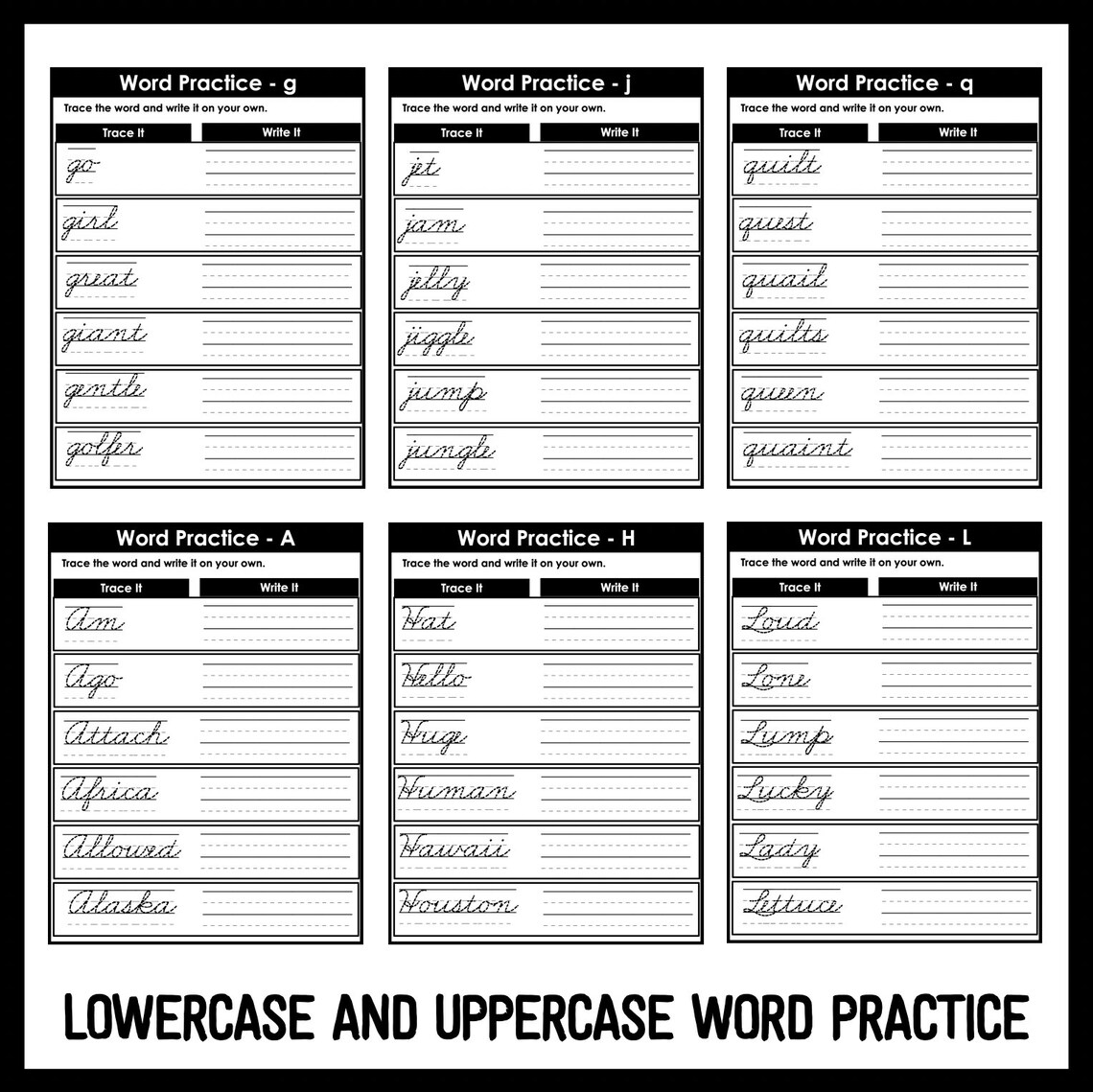 Cursive Handwriting Practice Pages | Handwriting Workbook | Learn to ...