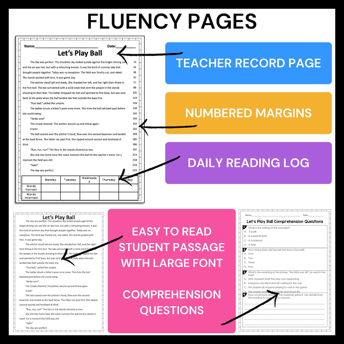3rd Grade Reading Fluency Passages | Reading Comprehension Questions ...