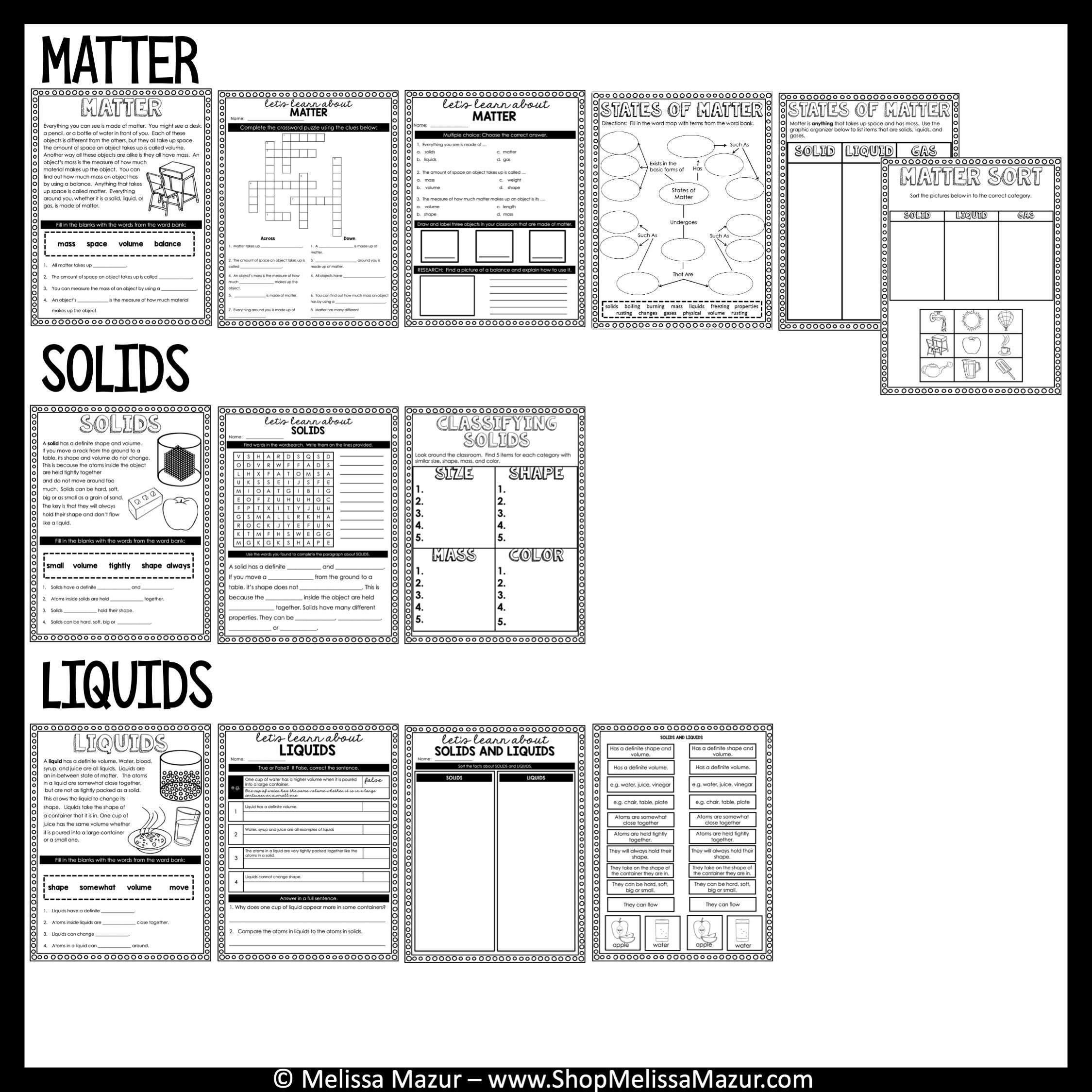 States of Matter Science Unit: Reading, Labs, Posters (printables) - Etsy