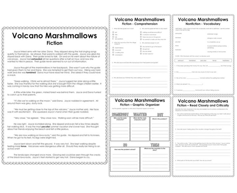 Volcanoes Reading Comprehension Paired Texts Passages Homeschool ...