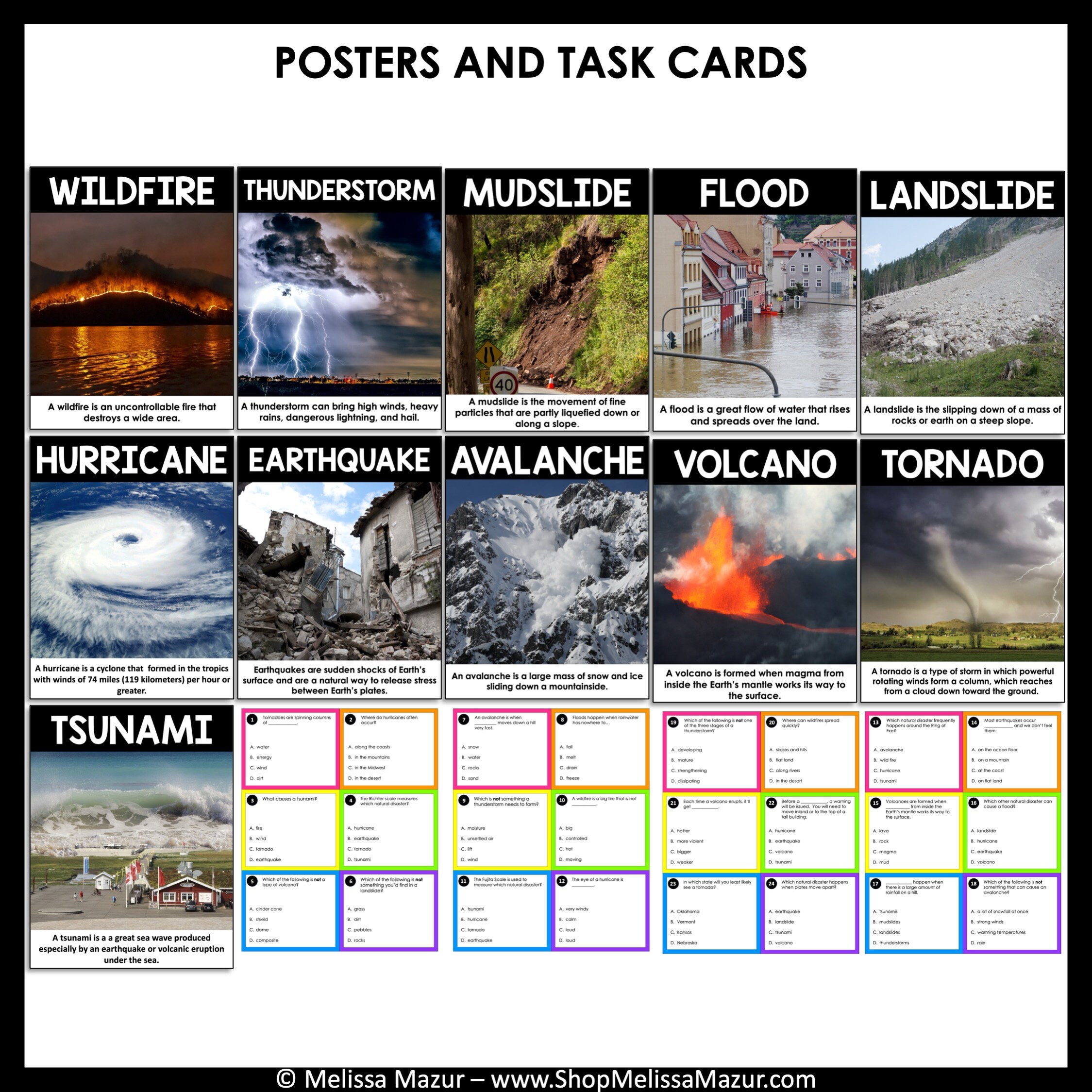 Natural Disasters Science Unit | Science Reading Passages, Task Cards ...