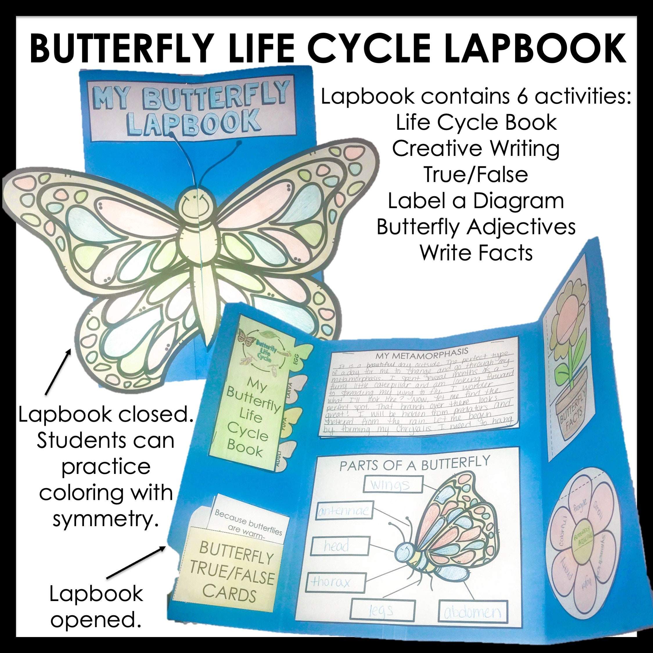 Butterfly Life Cycle Science Unit | Science Reading Passages, Lapbook ...