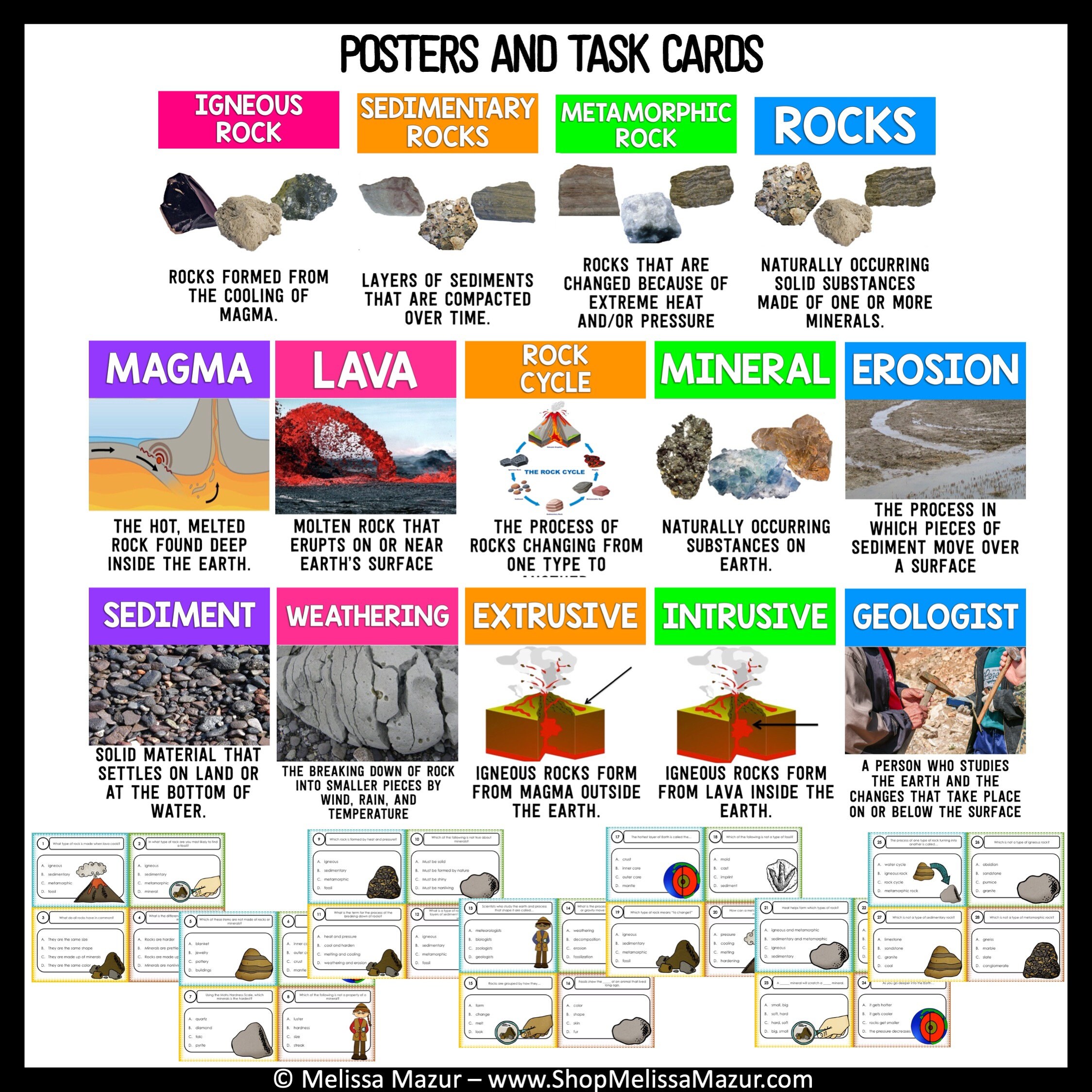 Rocks and Minerals Science Unit | Science Reading Passages, Task Cards ...