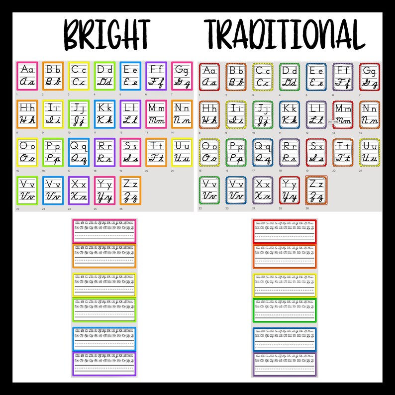 Cursive & Print Alphabet Posters: Classroom Decor (digital Download) - Etsy