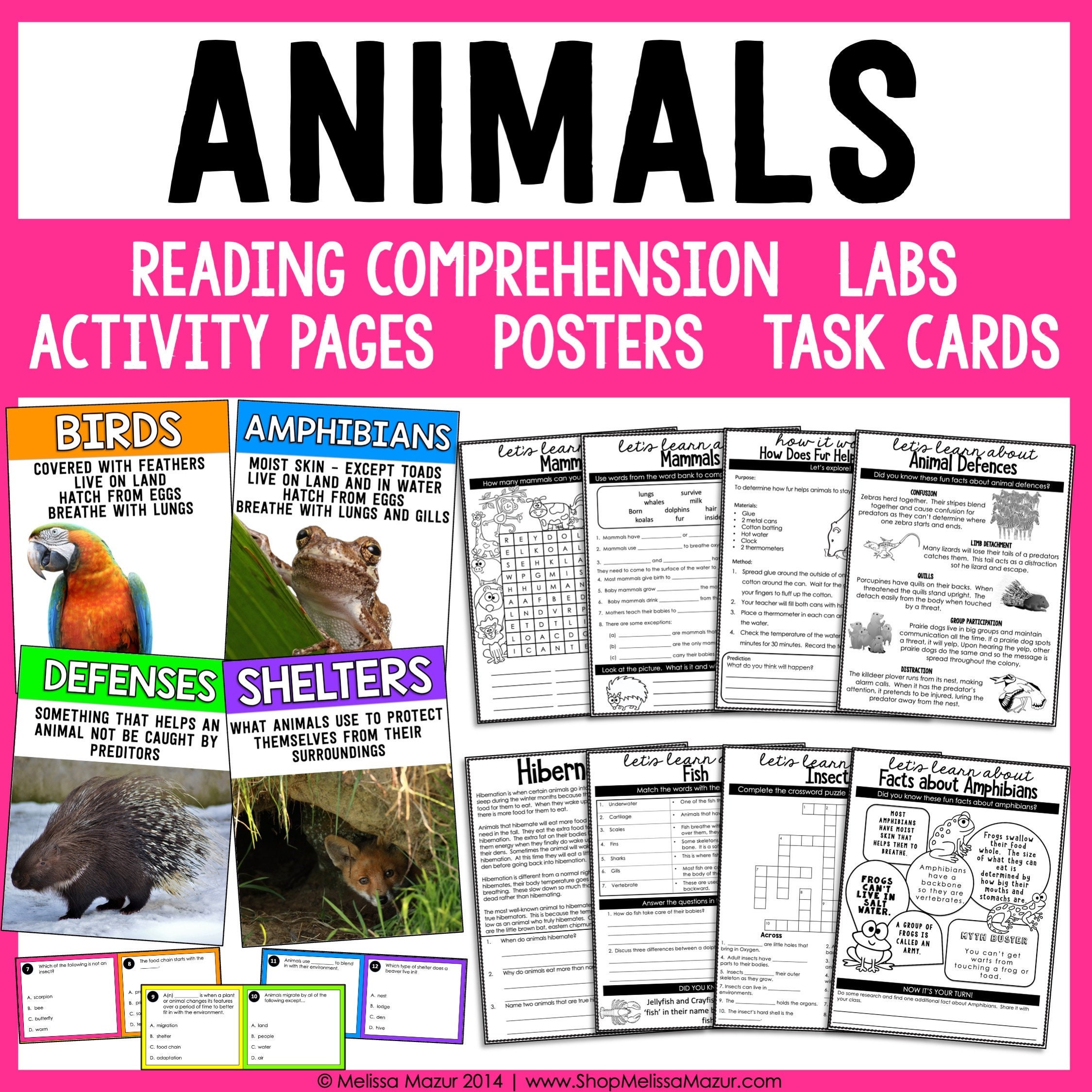 Animals Science Unit | Science Reading Passages, Task Cards, and ...