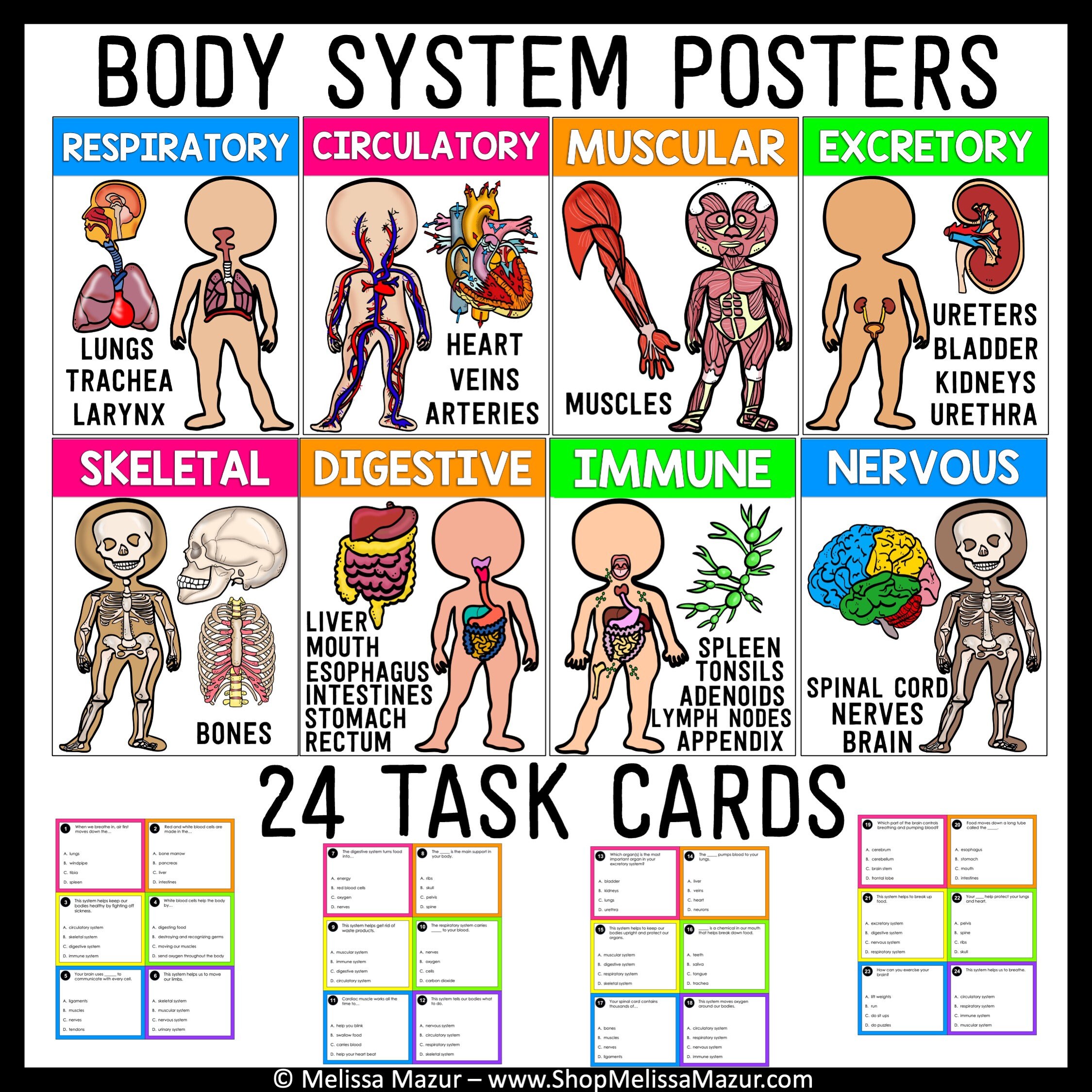 Human Body Systems Science Unit | Science Reading Passages, Task Cards ...