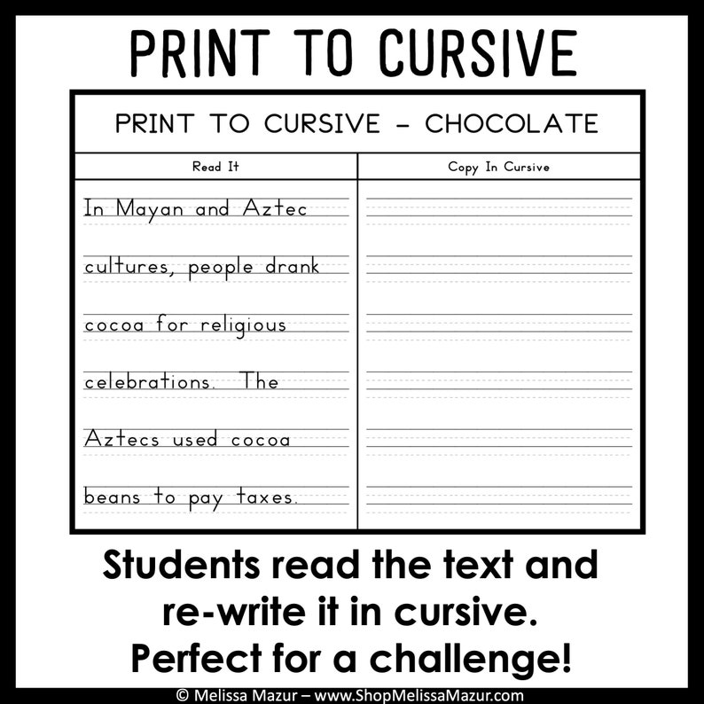 Cursive Handwriting Workbook: Read & Trace Copywork (50 Pages) - Etsy