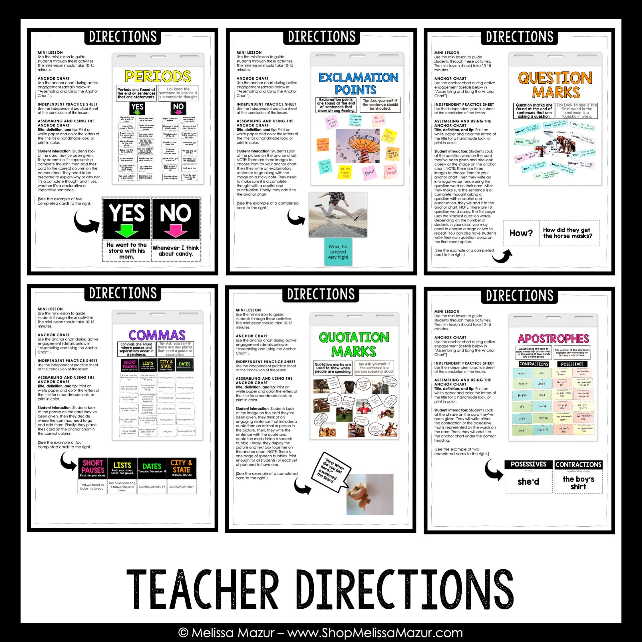 Punctuation Anchor Charts: Interactive Grammar Lessons (digital ...