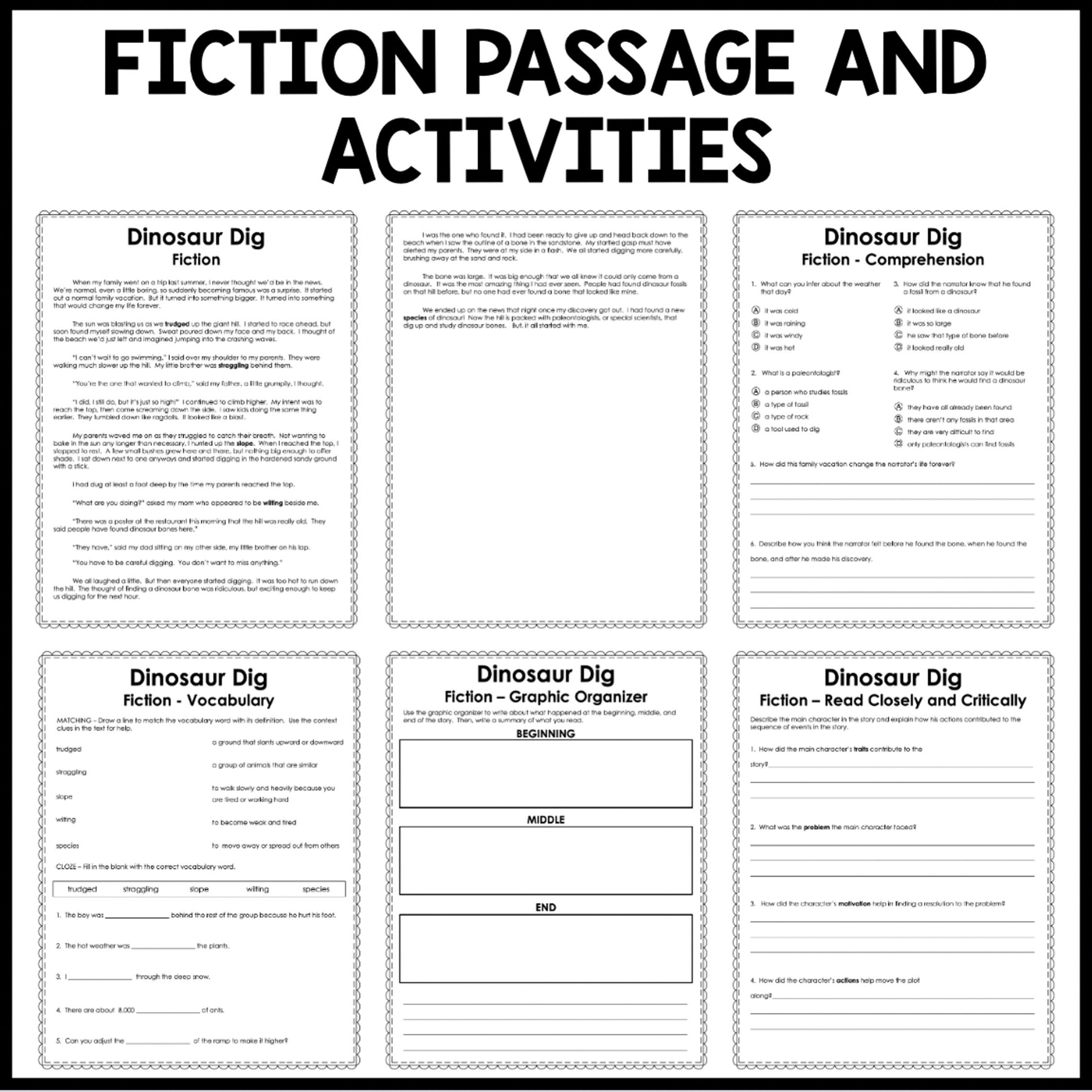 Dinosaur Fossils Reading Comprehension | Paired Texts Passages ...