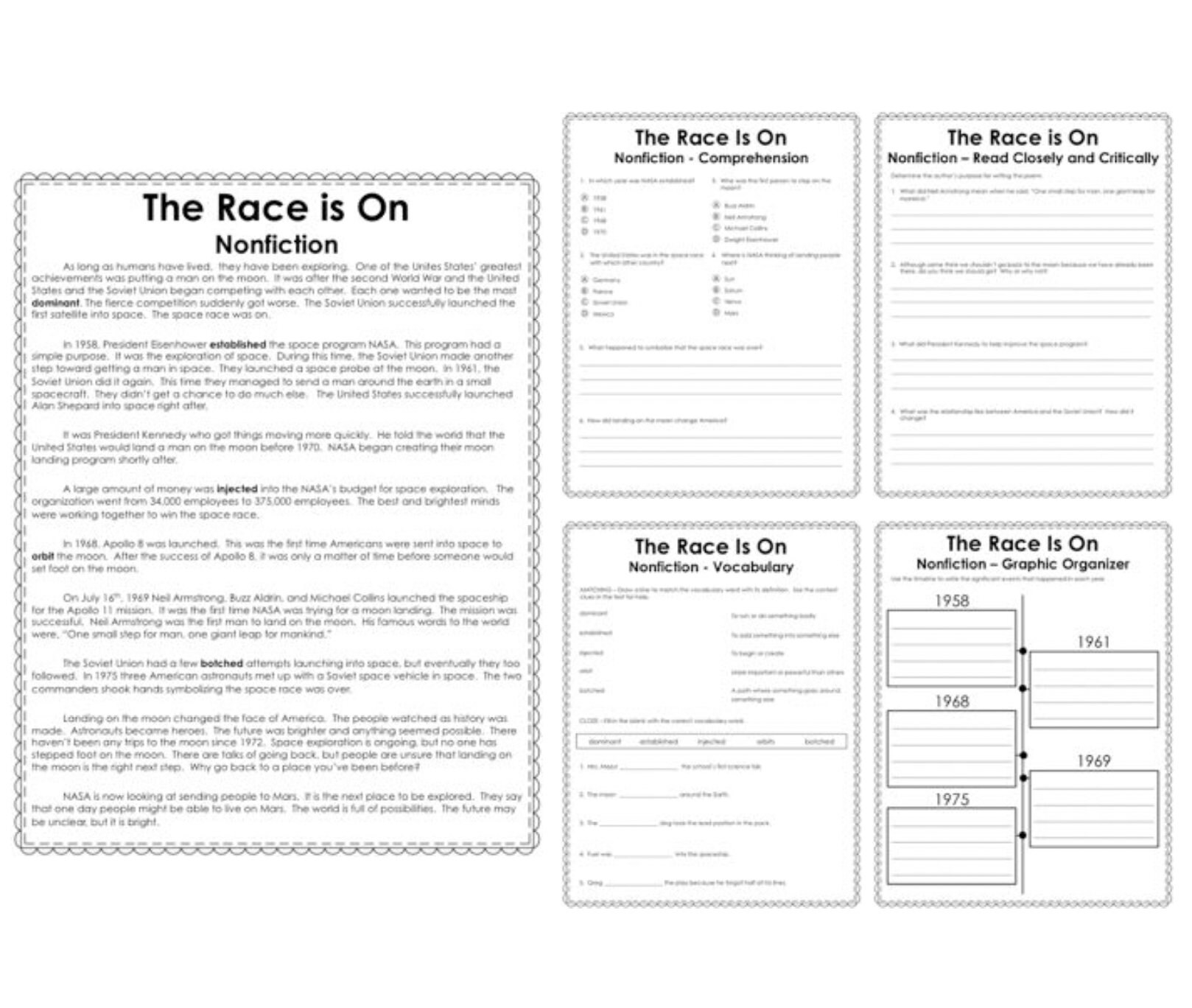 The Moon Reading Comprehension | Paired Texts Passages | Homeschool ...