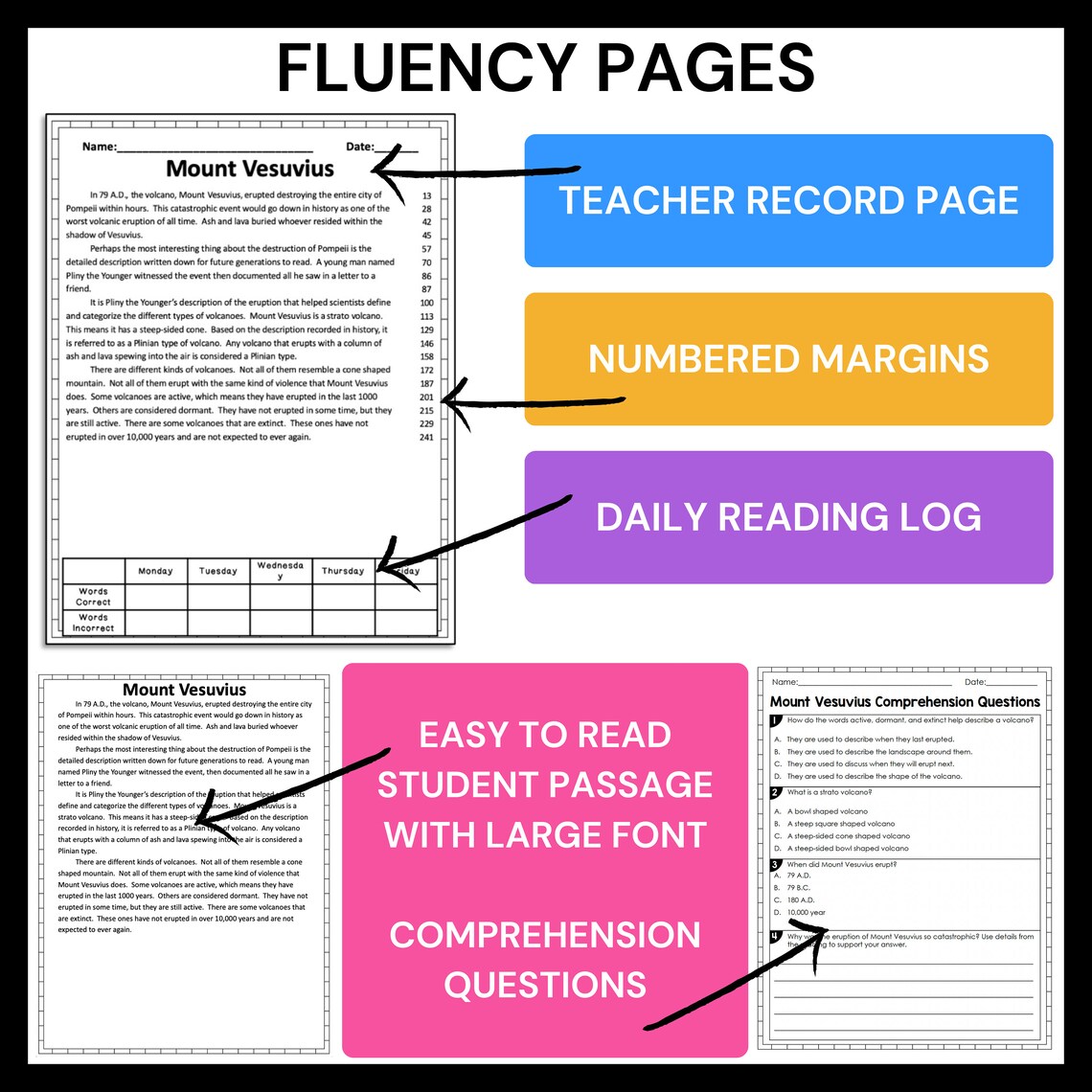 5th Grade Reading Fluency Passages | Reading Comprehension Questions ...