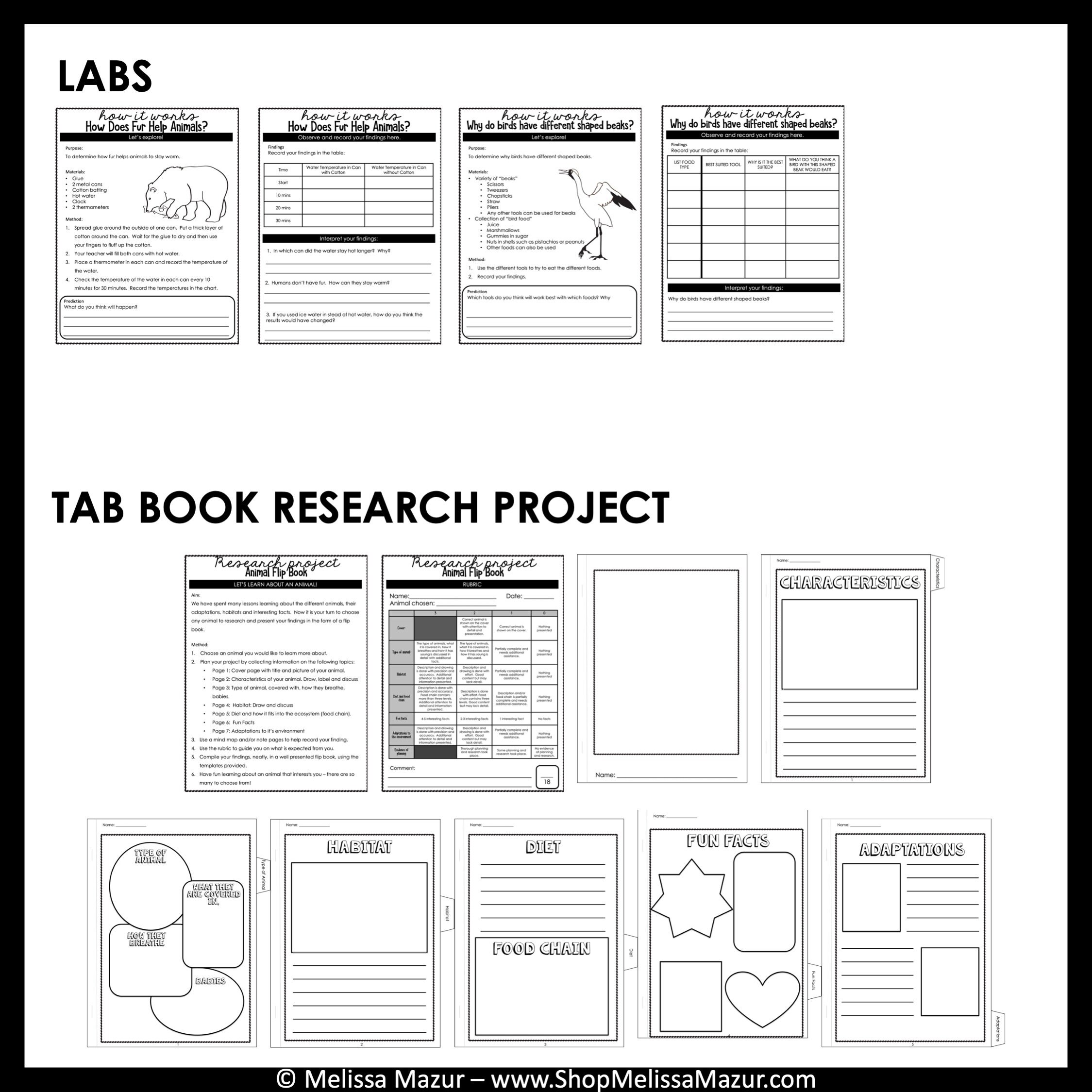 Animals Science Unit | Science Reading Passages, Task Cards, and ...