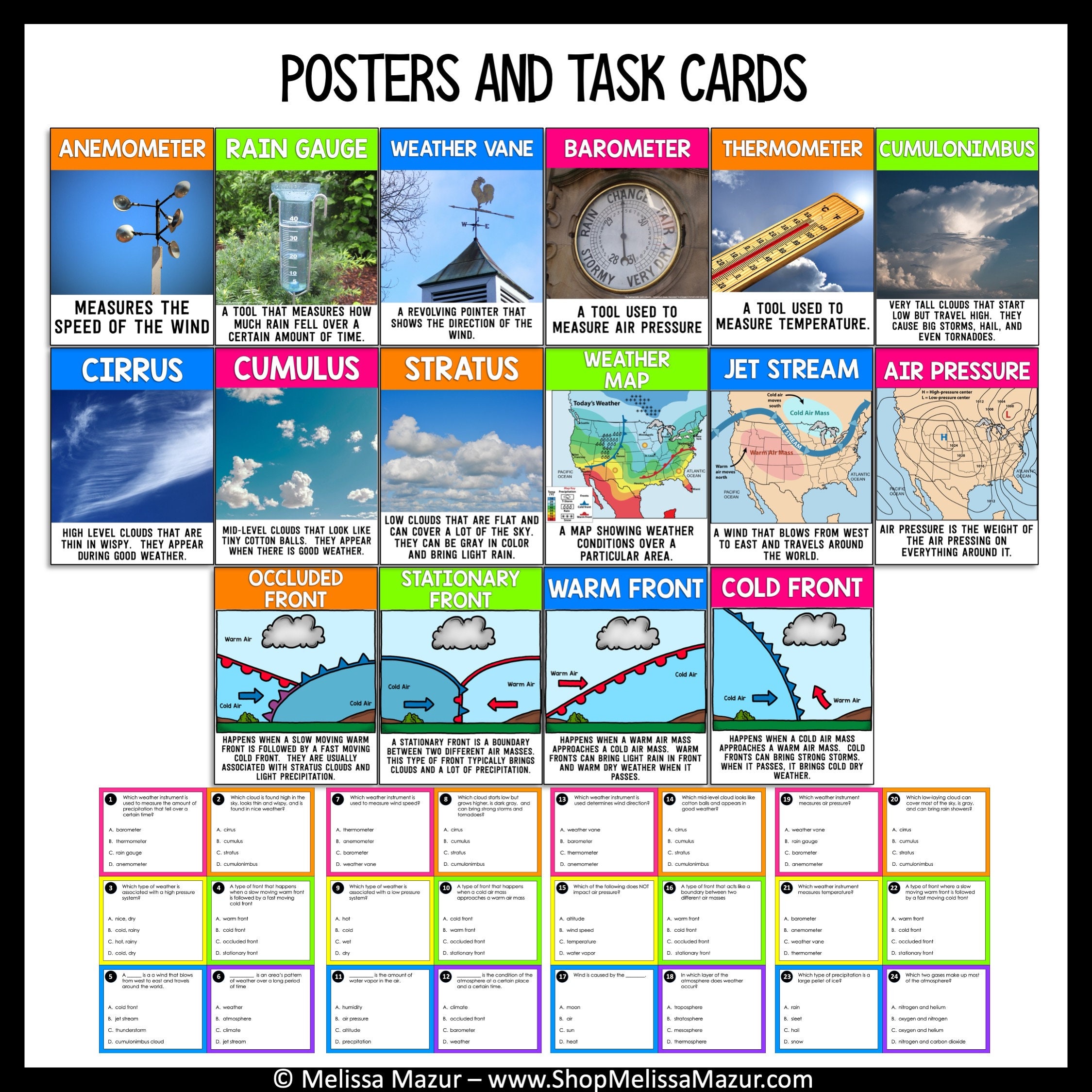 Weather Science Unit | Science Reading Passages, Task Cards, and ...