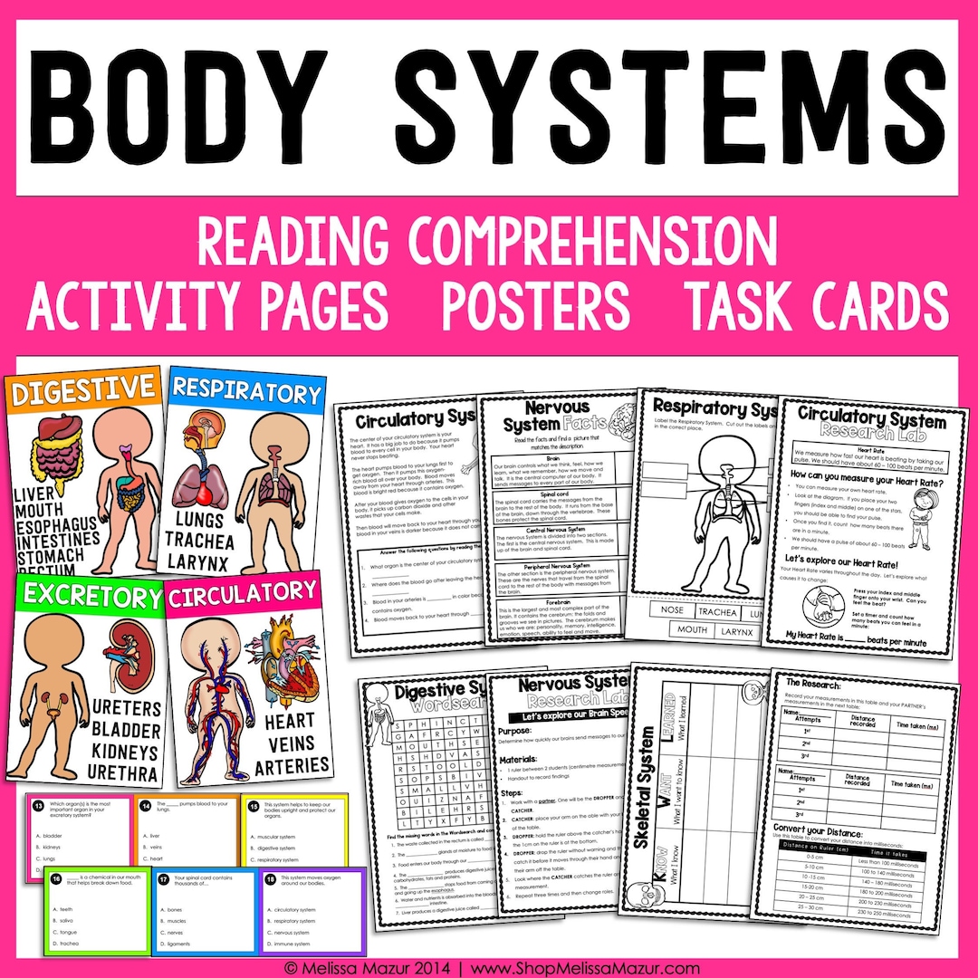 Human Body Systems Science Unit | Science Reading Passages, Task Cards ...