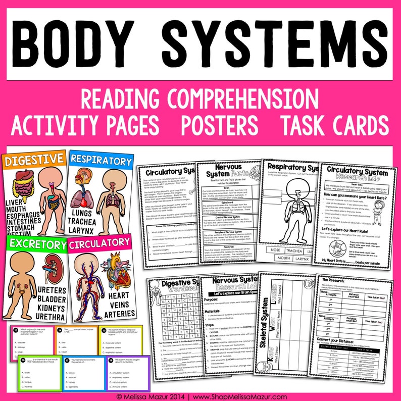Human Body Systems Science Unit | Science Reading Passages, Task Cards ...