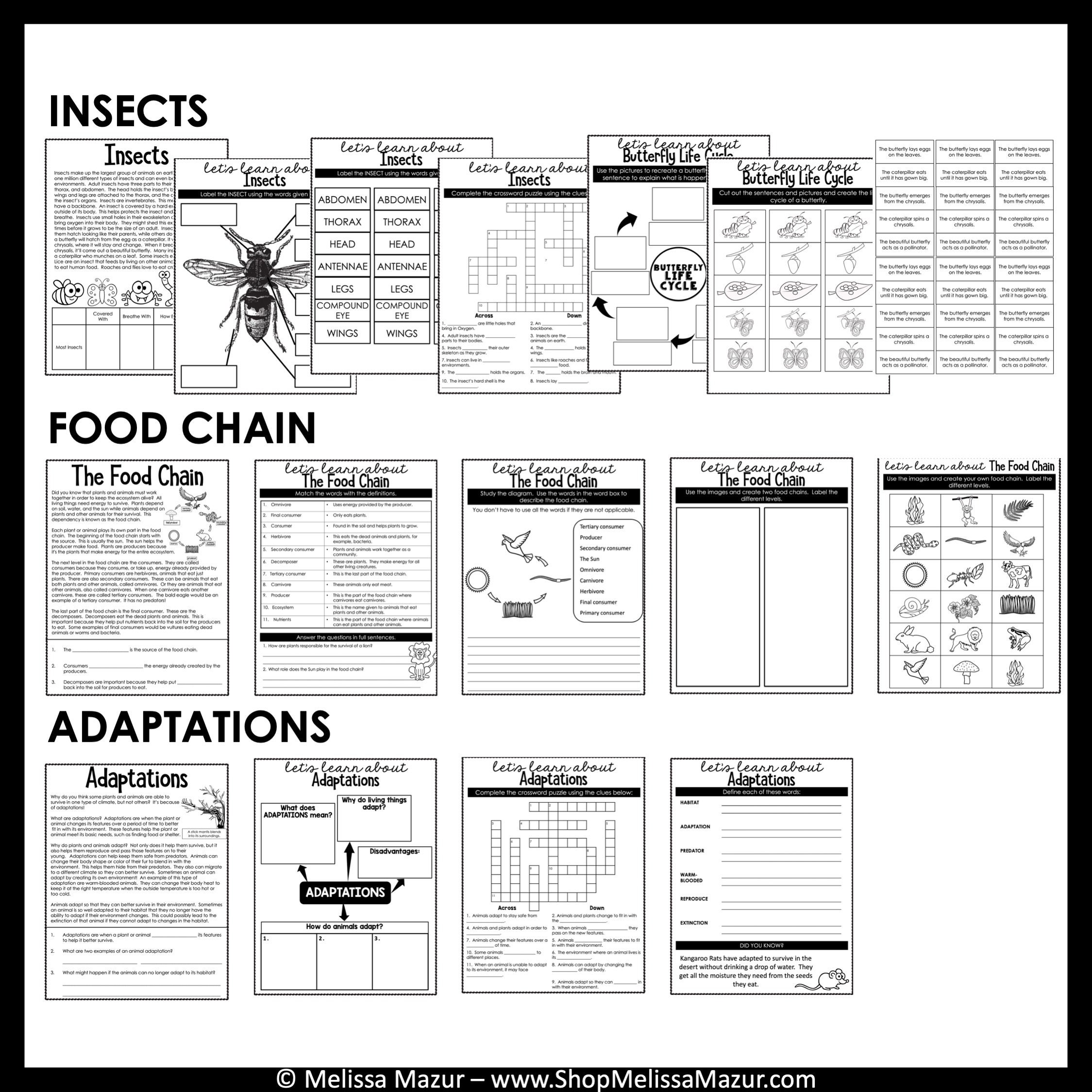 Animals Science Unit | Science Reading Passages, Task Cards, and ...