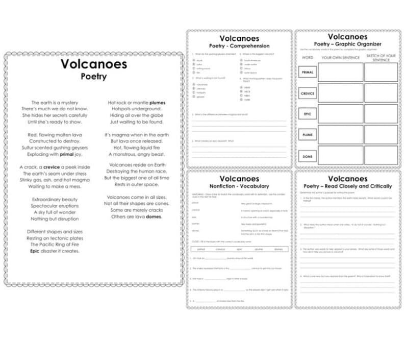 Volcanoes Reading Comprehension | Paired Texts Passages | Homeschool ...