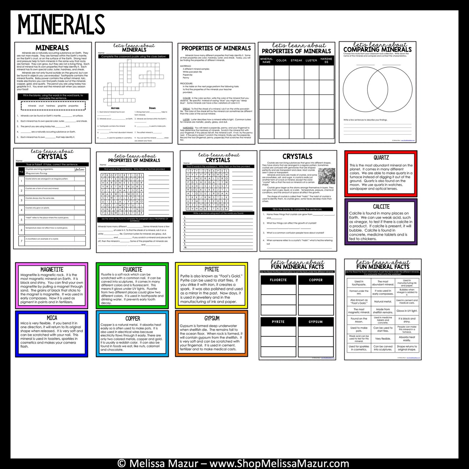 Rocks and Minerals Science Unit | Science Reading Passages, Task Cards ...