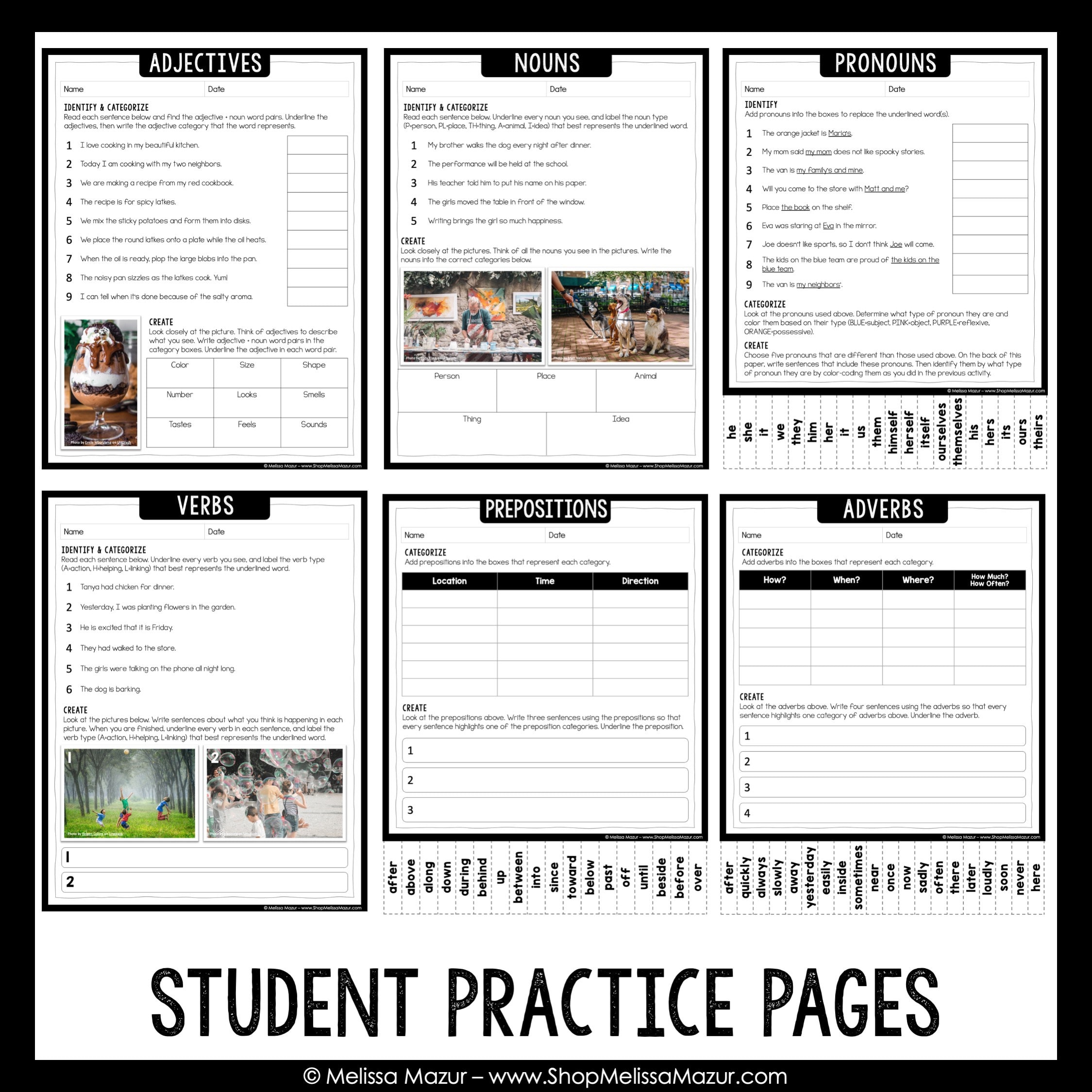 Parts of Speech Anchor Charts: Interactive Mini-lessons (digital ...