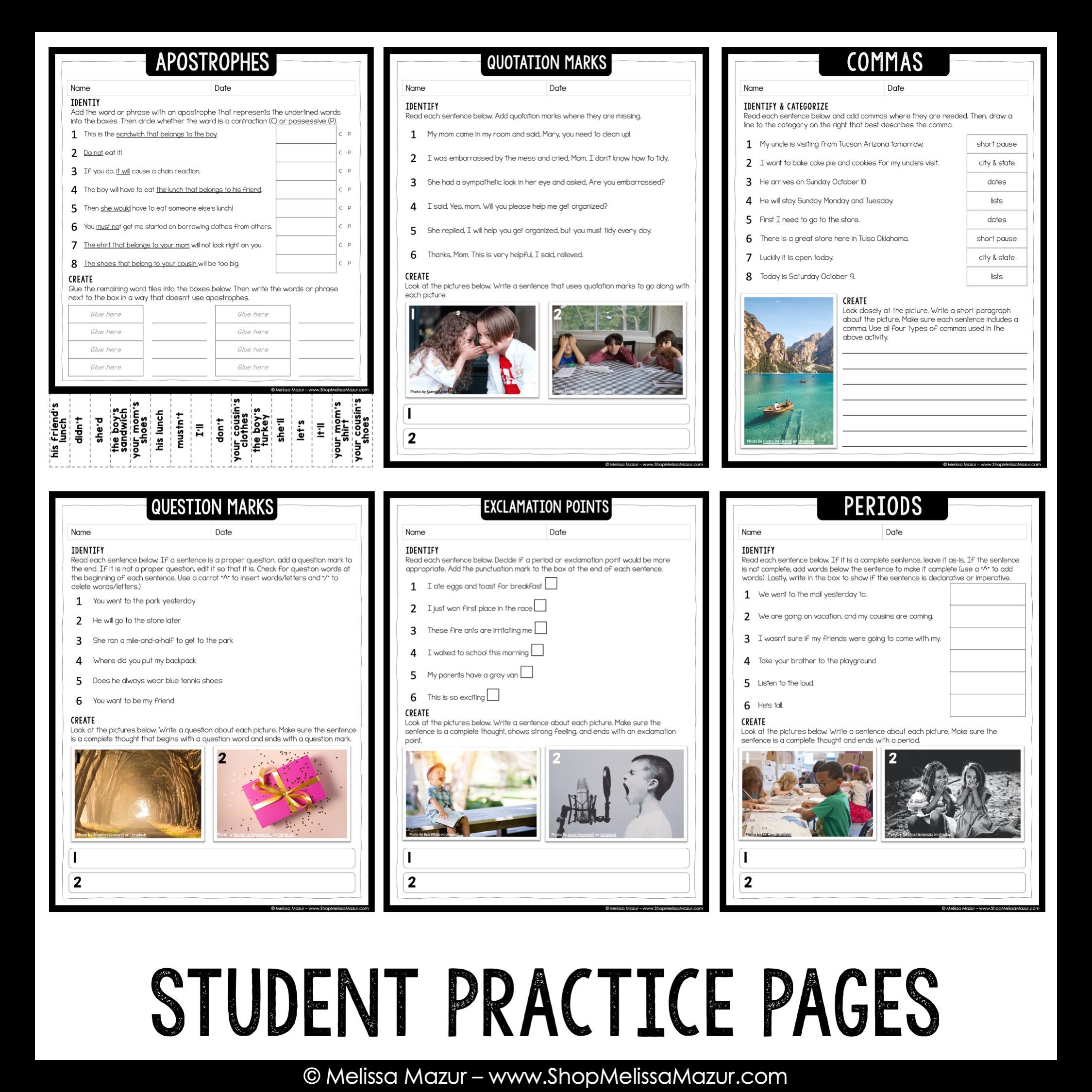 Punctuation Anchor Charts: Interactive Grammar Lessons (digital ...