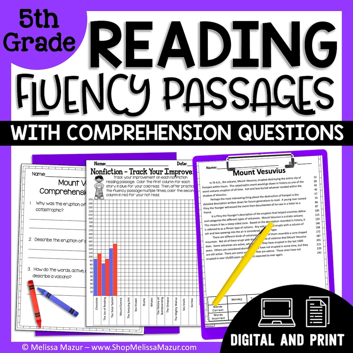 5th Grade Reading Fluency Passages Reading Comprehension - Etsy