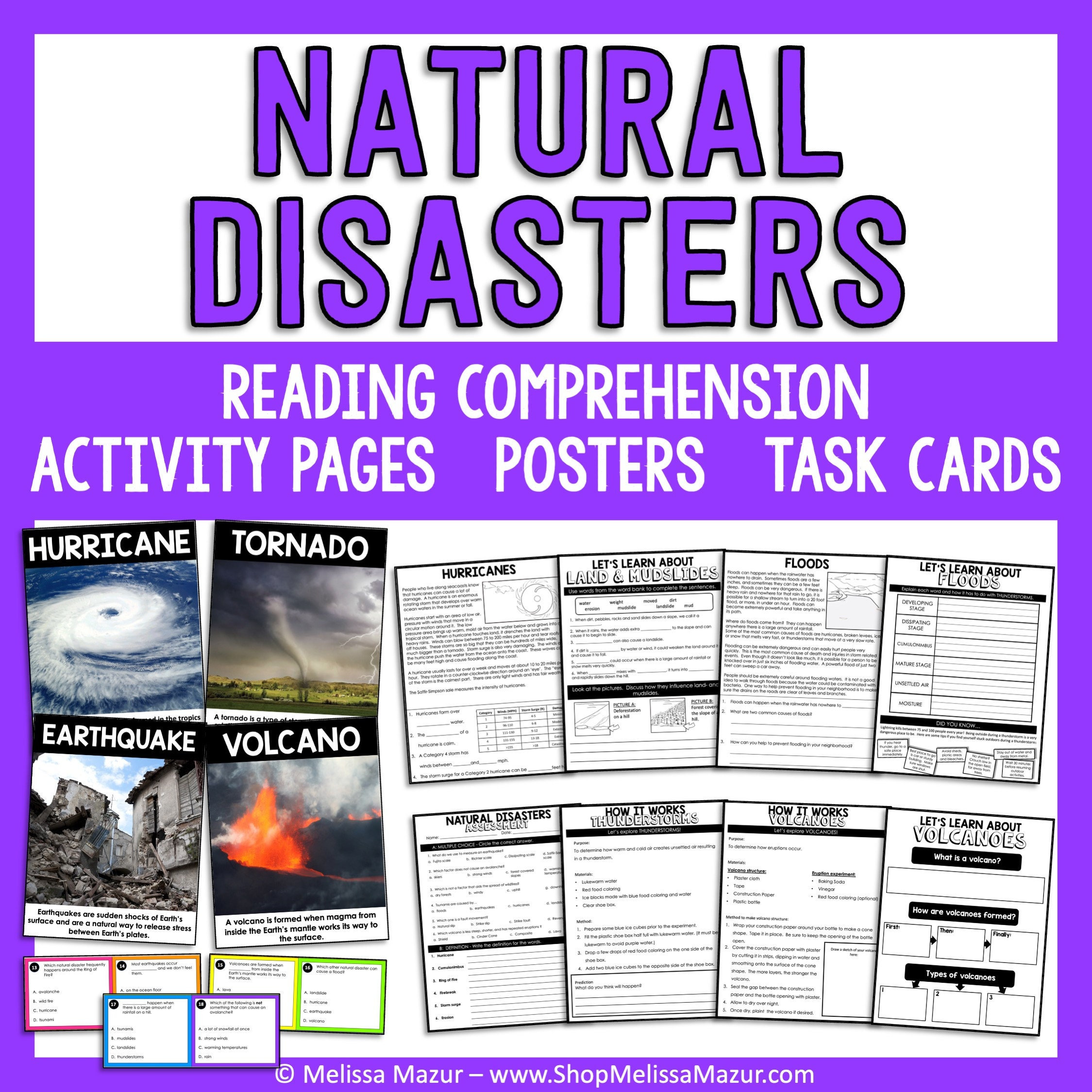 Natural Disasters Science Unit | Science Reading Passages, Task Cards ...