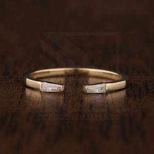Open Wedding Band Tapered Baguette Cuff Wedding Band Women Spacer ...