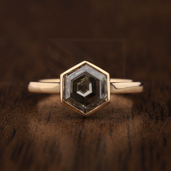 Hexagon Cut Low Profile Engagement Ring - Etsy