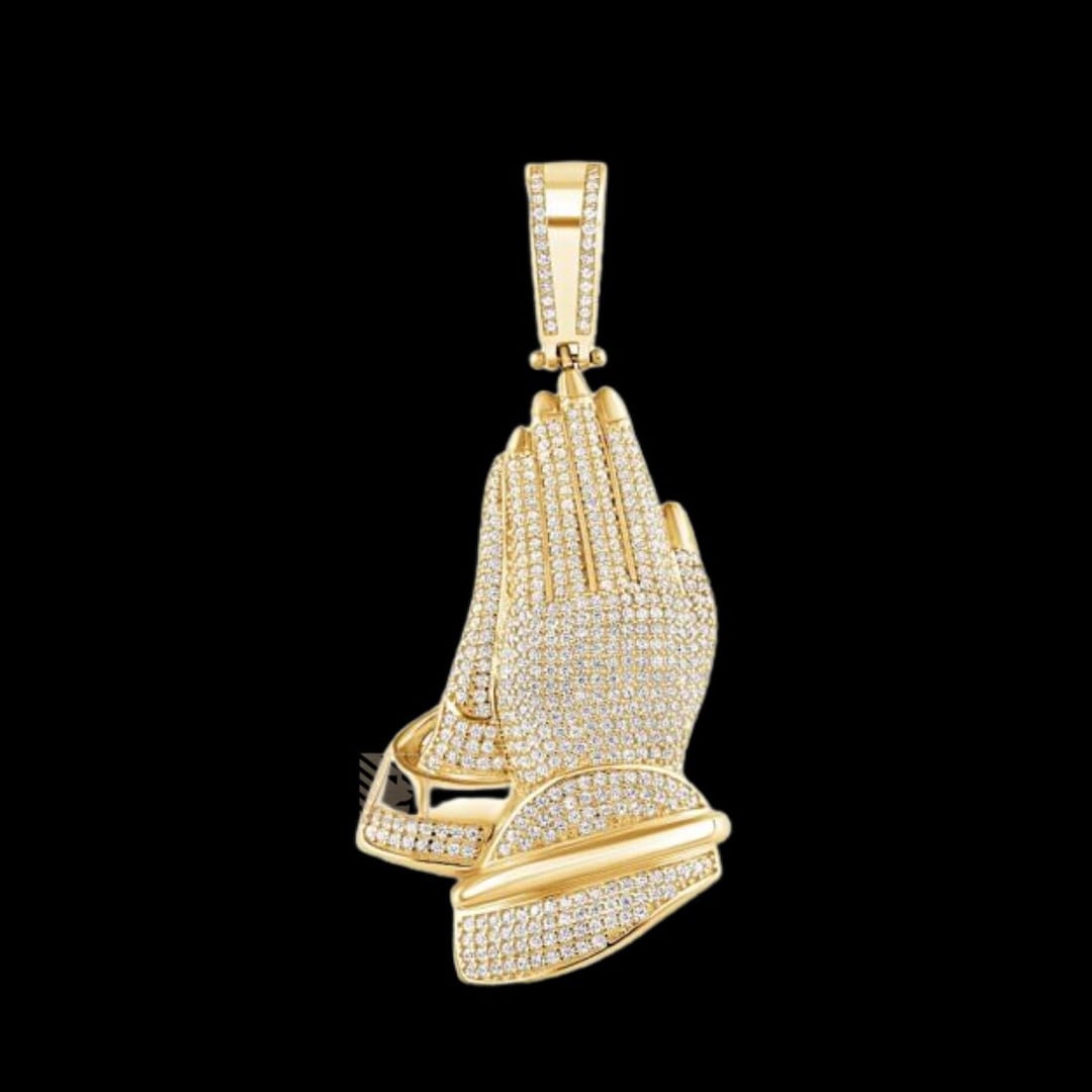 Praying Hands Iced Out Pendant, Custom Icedout Pendant in Solid 925 ...