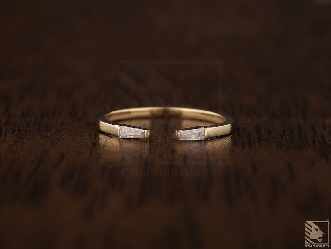 Open Wedding Band Tapered Baguette Cuff Wedding Band Women Spacer ...