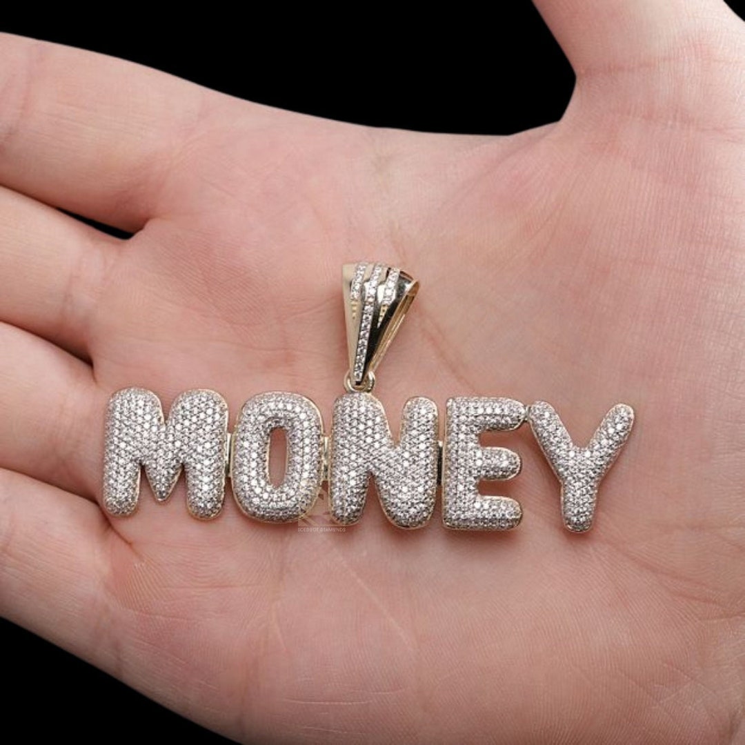 MONEY Customized Iced Out Pendant, Personalized Name Pendant, Icedout ...