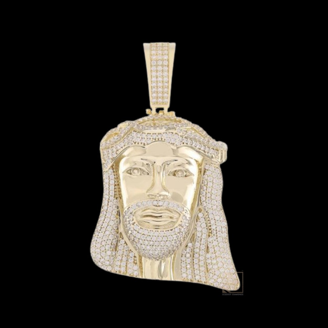 Customized JESUS Iced Out Pendant, VVS Moissanites Jesus Pendant, 925 ...