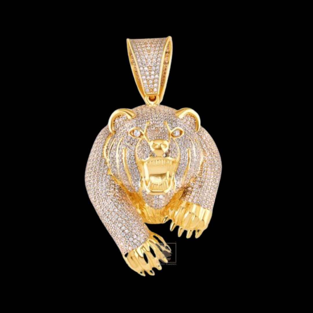 Bear's Head Pendant, Bear Face Pendant, Iced Bear Pendant, Iced Out ...