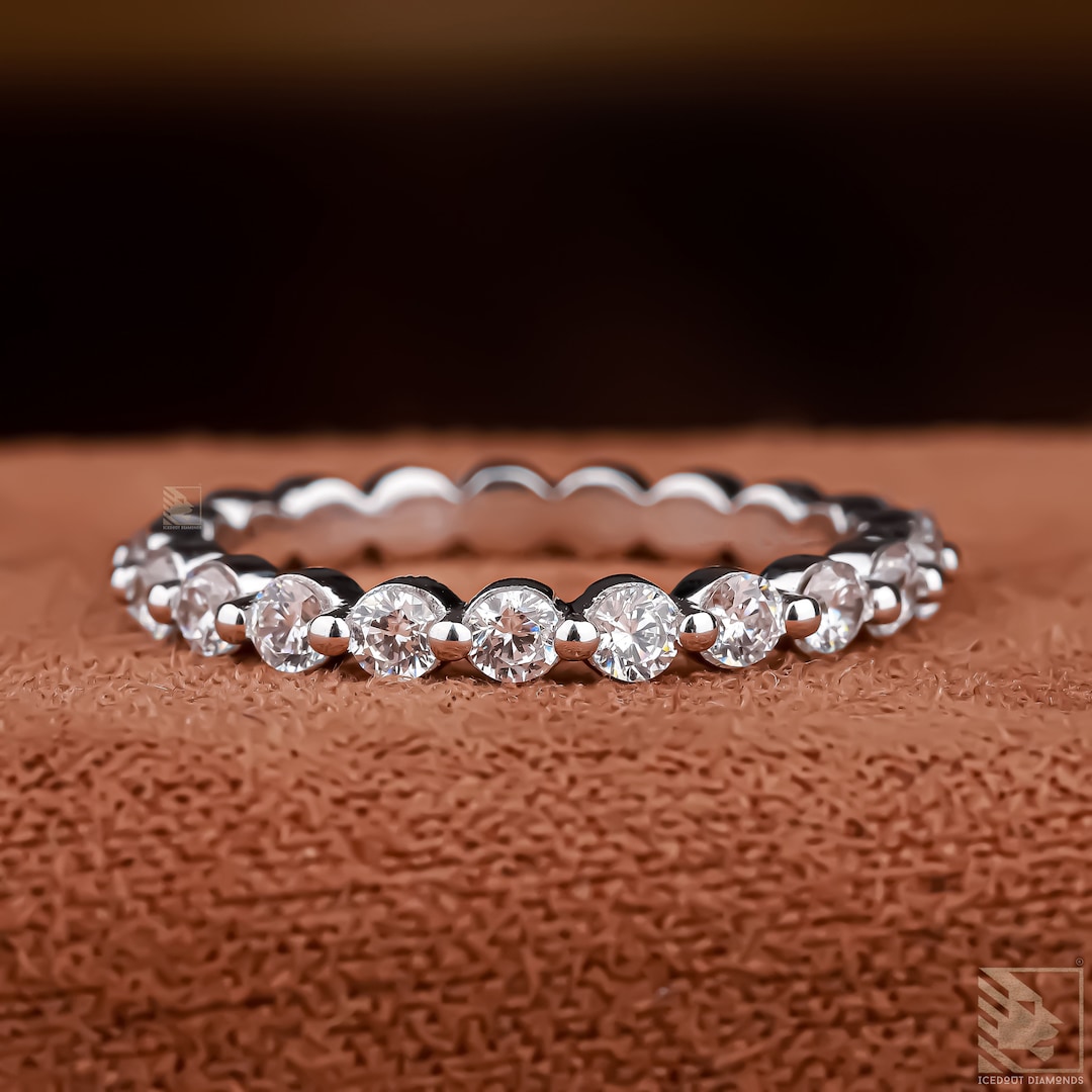 Bubble Wedding Band, Single Prong Full Eternity Band, Matching Ring ...