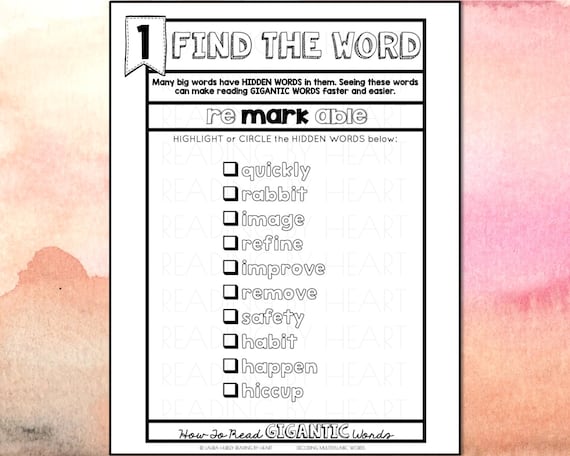 Find the Hidden Word Worksheets Decoding Multisyllabic Words - Etsy