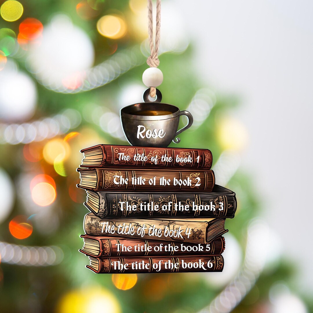 Personalized Christmas Title of Books Ornament, Custom Bookish Ornament ...