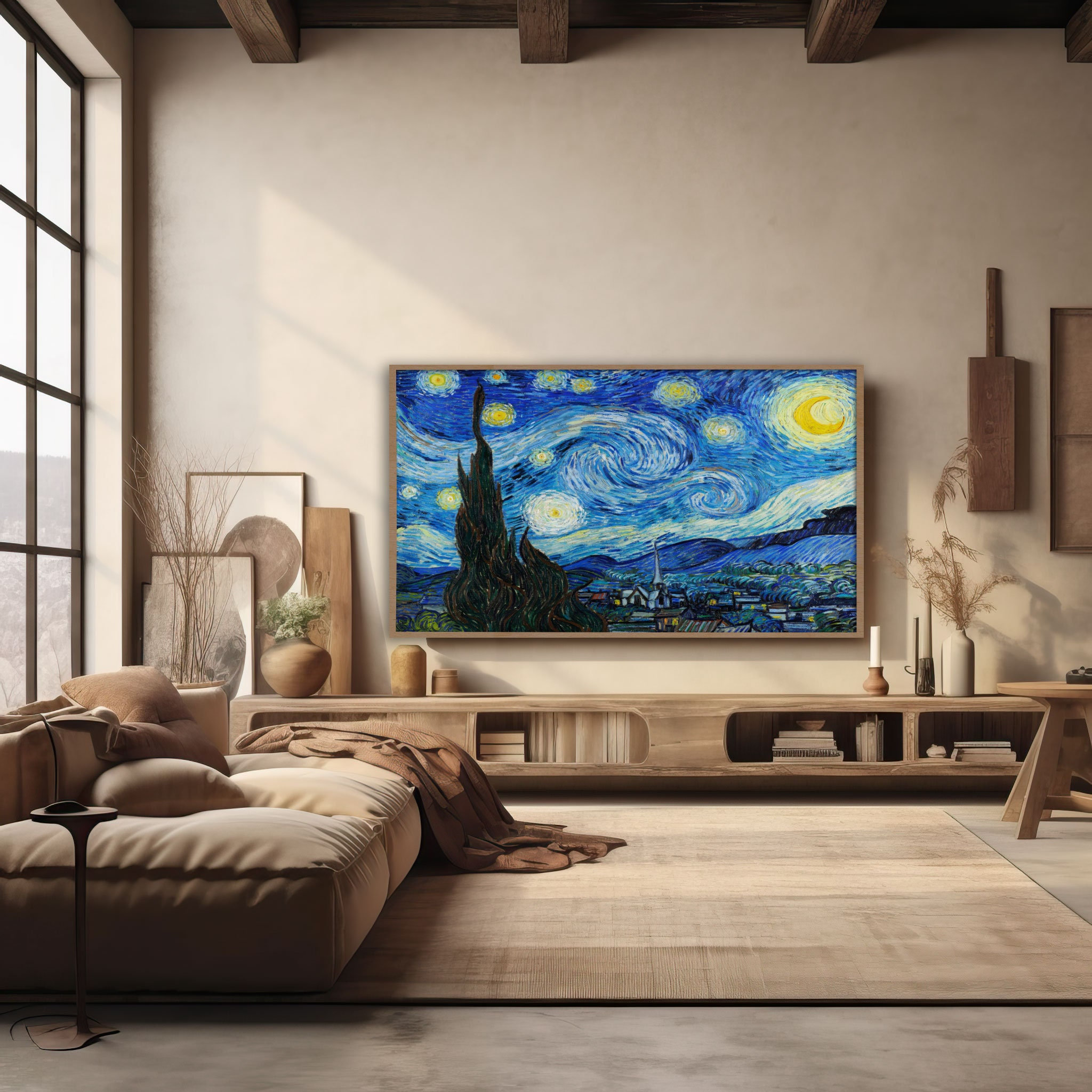 Samsung Frame TV Art, Starry Night TV Art, Van Gogh Art, Colorful Stars ...