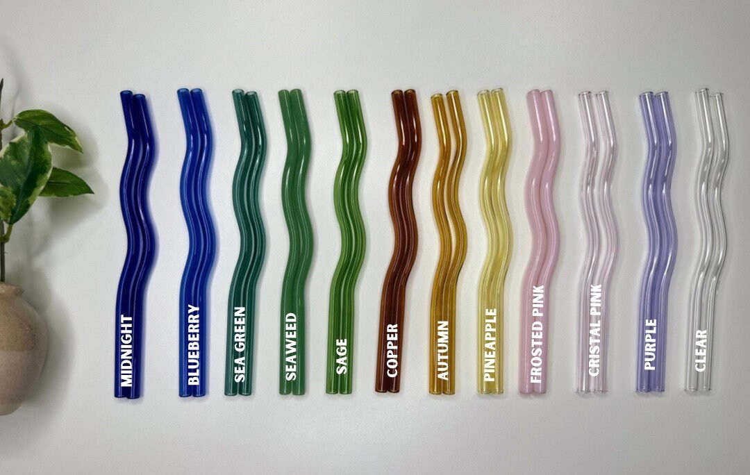 Colorful Wavy Glass Straws - Etsy