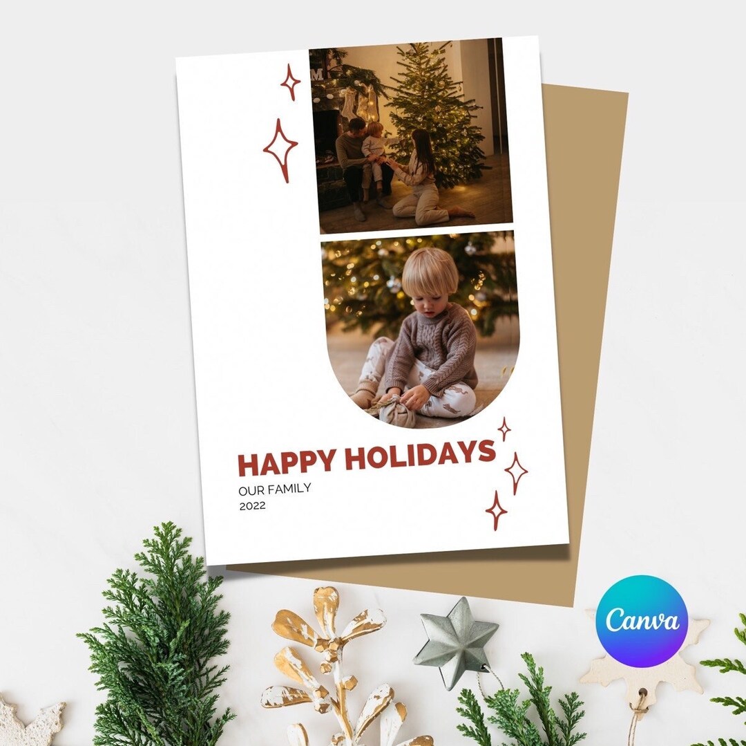 Minimalist Stars Photo Collage Card Printable Classic - Etsy