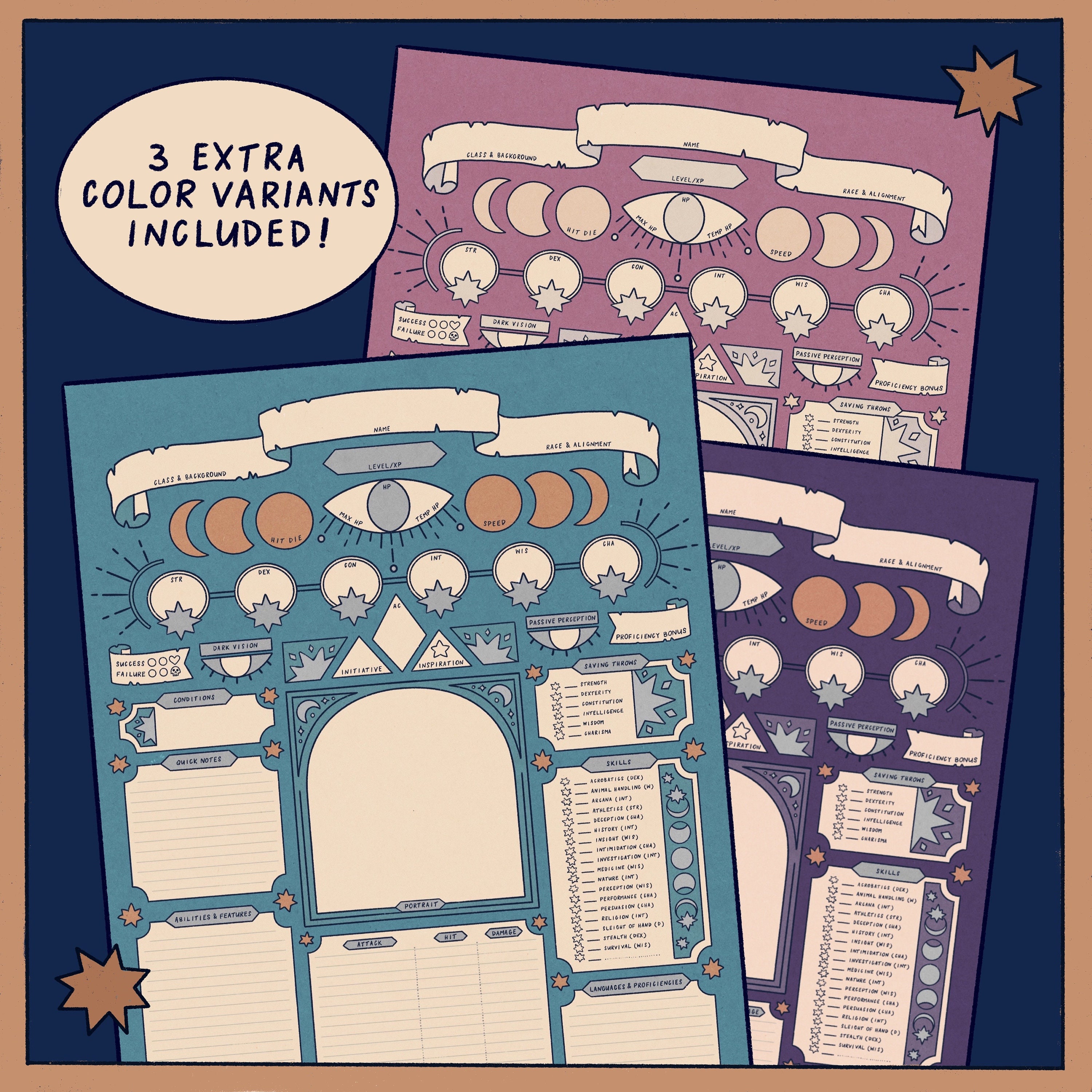 Mystic Skies | Printable Dnd Character Sheet PDF for Dungeons and ...