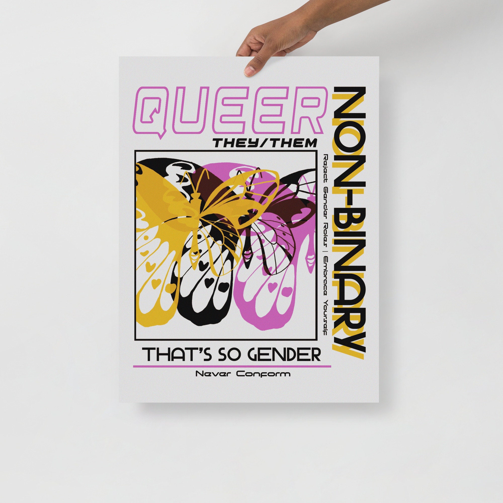 Non-binary Pride Butterfly Poster Print - Etsy