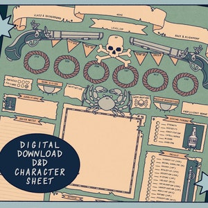 Pirate Life Printable Dnd Character Sheet PDF for Dungeons and Dragons ...