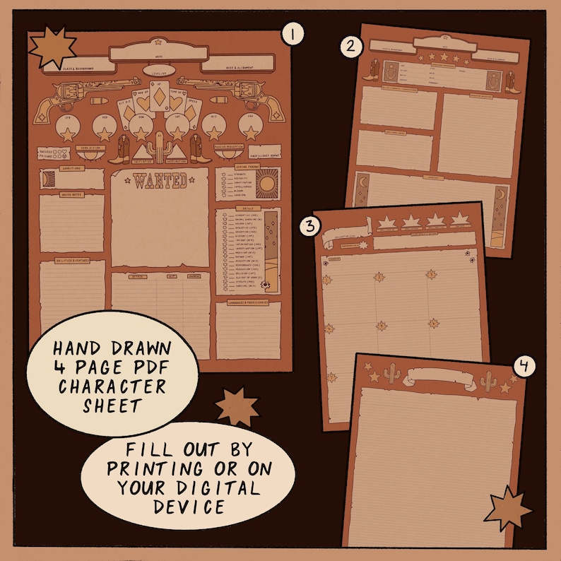 Wild West | Printable Dnd Character Sheet PDF for Dungeons and Dragons ...