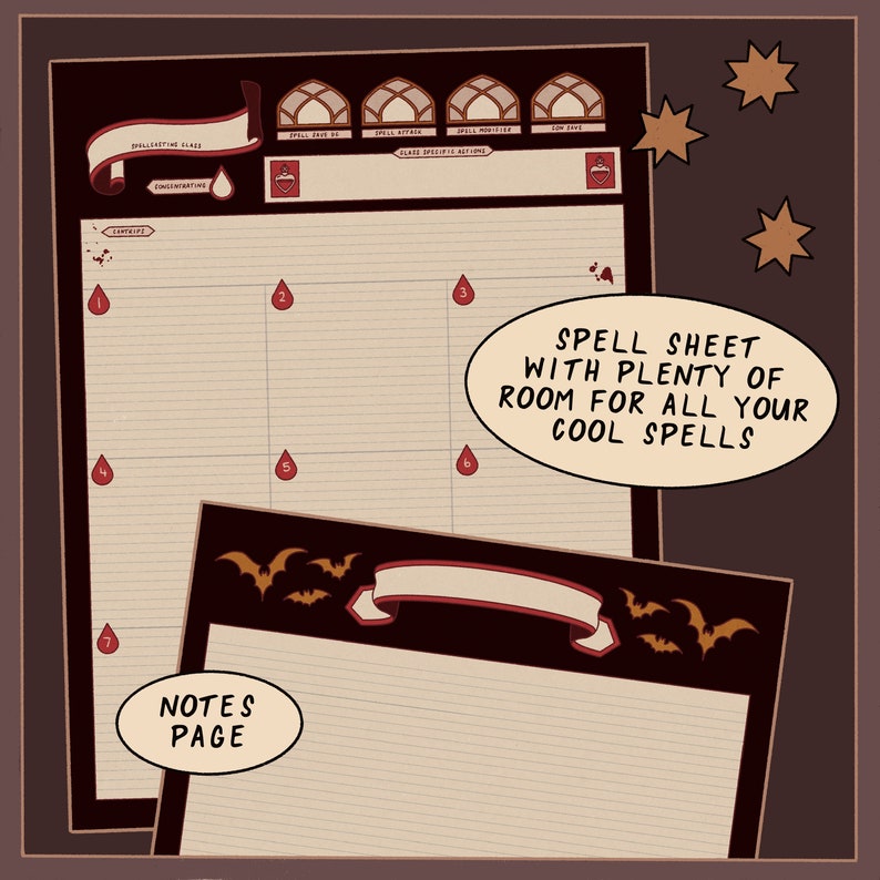 Gothic Vampire | Printable Dnd Character Sheet PDF for Dungeons and ...