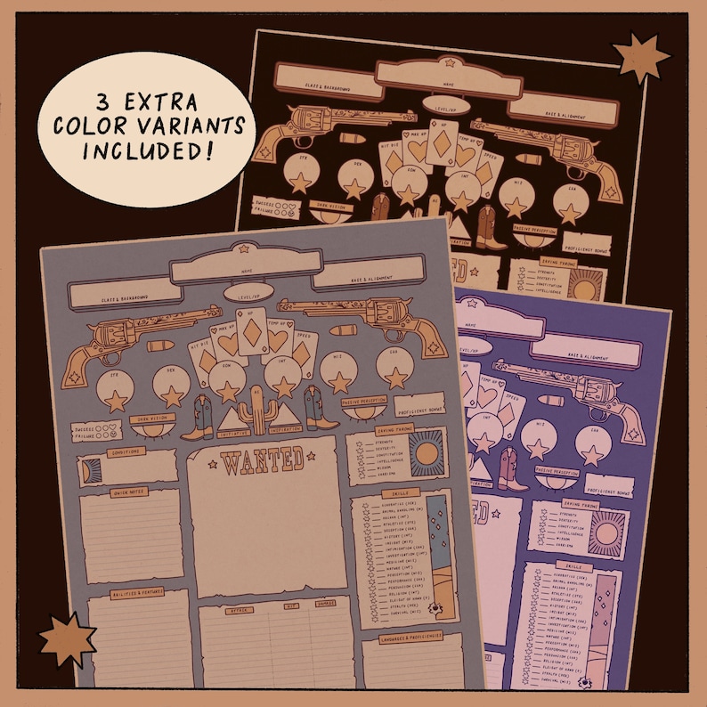 Wild West Printable Dnd Character Sheet PDF for Dungeons and - Etsy