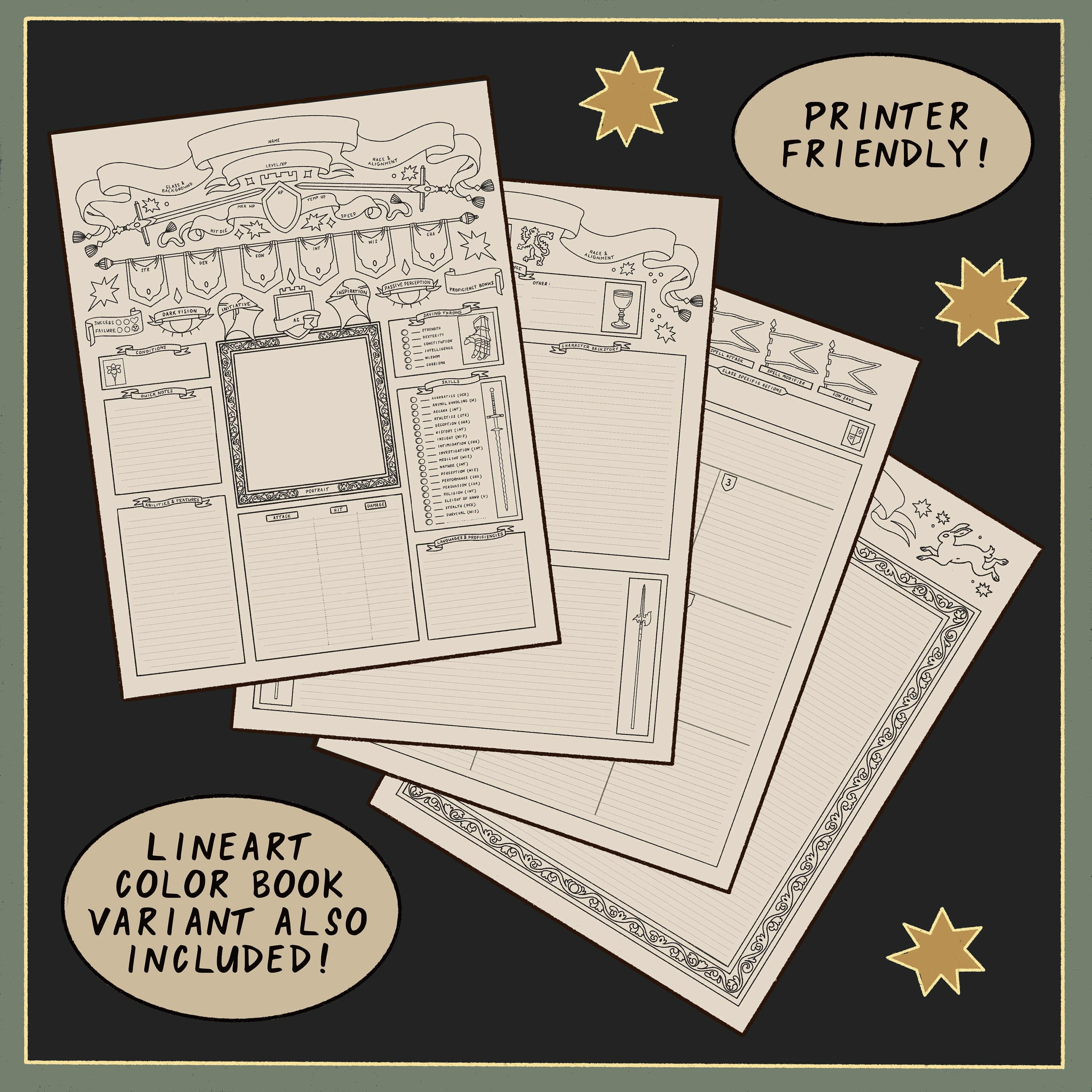 Paladin's Oath | Printable Dnd Character Sheet PDF for Dungeons and ...