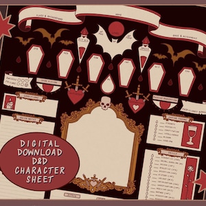Gothic Vampire Printable Dnd Character Sheet PDF for - Etsy