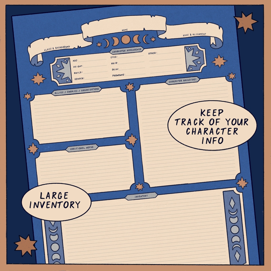 Mystic Skies | Printable Dnd Character Sheet PDF for Dungeons and ...