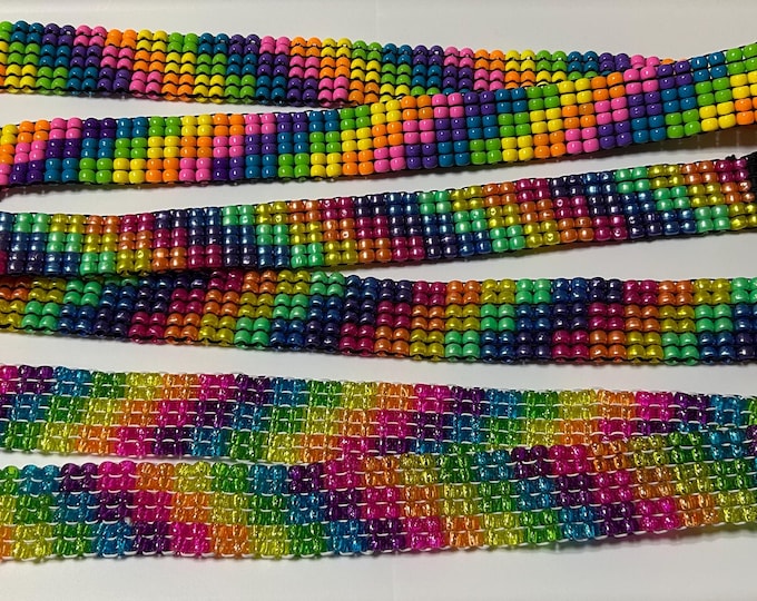 Rainbow 90's Nostalgia Opaque Pearl Glitter Kandi Belt Scenecore ...